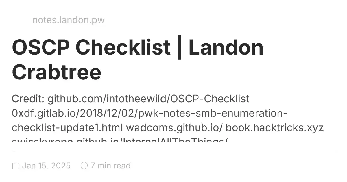 OSCP Checklist | Landon Crabtree